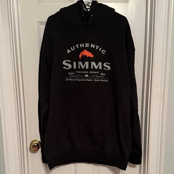 Simms | Shirts | Simms Black Hoodie With Orange Logo | Poshmark